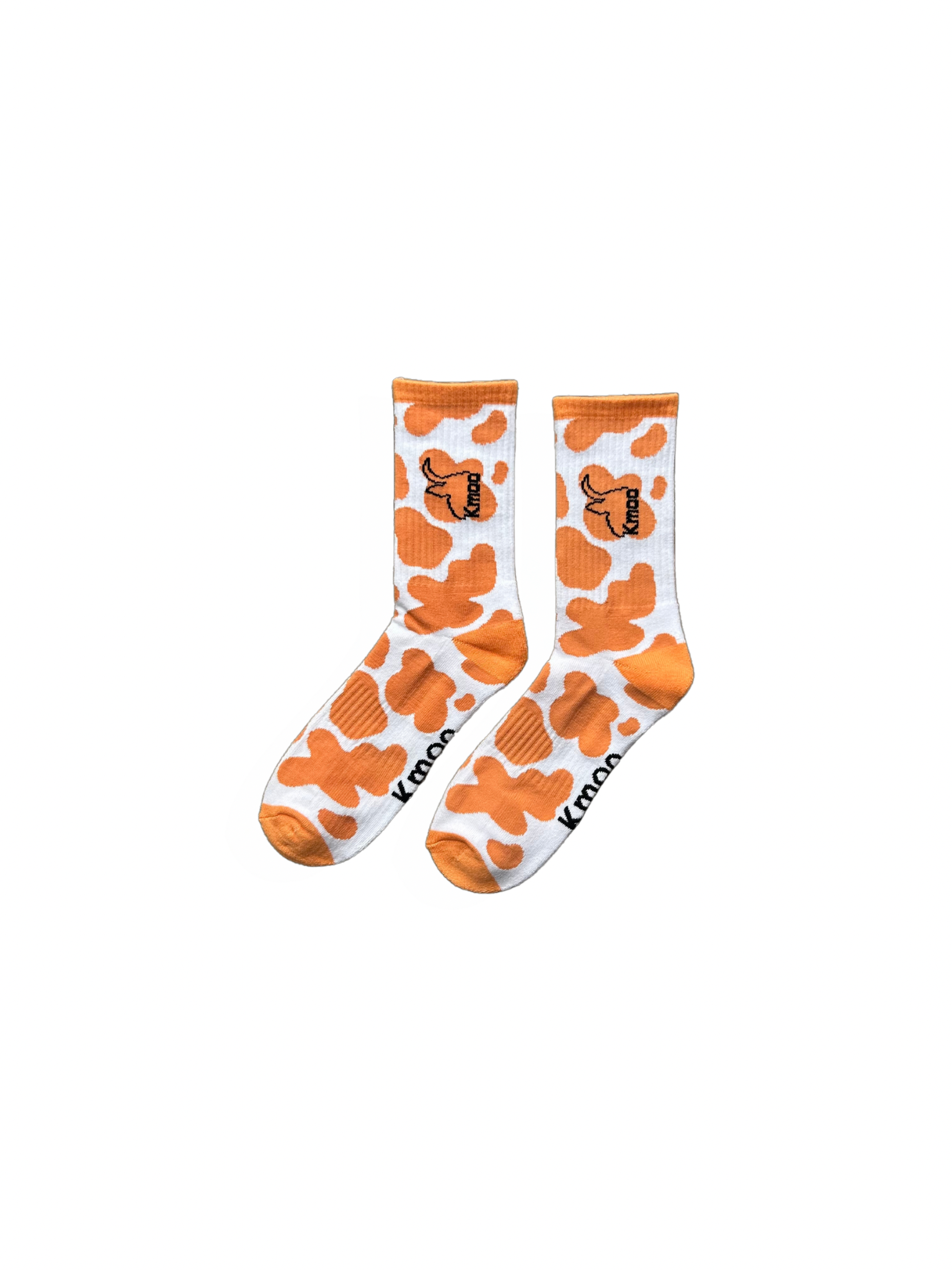 Kmoo Orange Cow Print Sports Socks | Crew Socks | Gym Socks | – CountryMoos